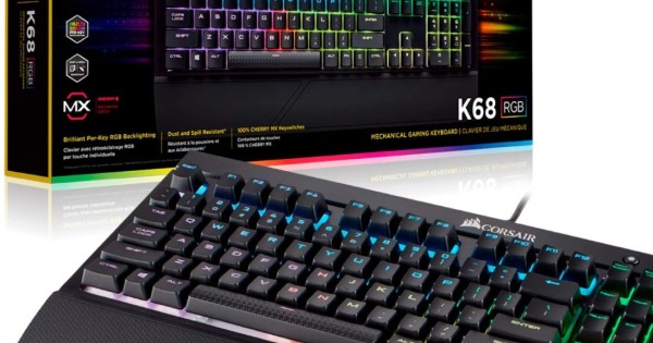 Corsair K68 RGB Mechanical Gaming Keyboard, Backlit RGB LED, Dust and ...